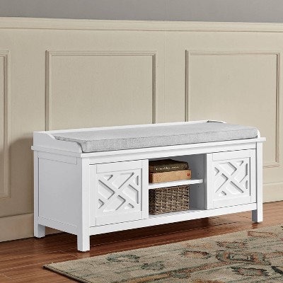 45" Middlebury Wood Storage Bench With Cushion White - Alaterre ...