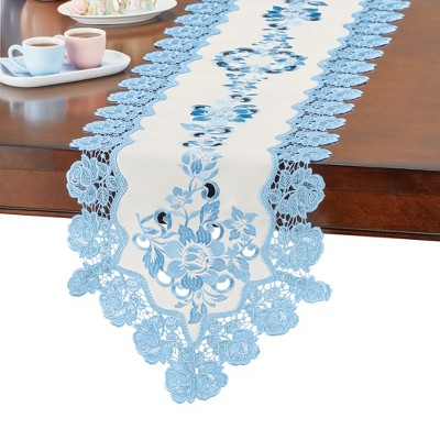 Collections Etc Embroidered Blue Hydrangea Butterfly Table Linens : Target