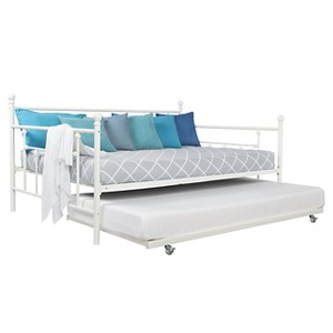 Full To Twin Milan Metal Daybed And Trundle White Room Joy Victorian Design No Box Spring Needed Easy glide Casters Target