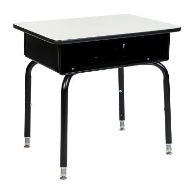 Emma And Oliver Gray Student Desk With Open Front Metal Book Box ...