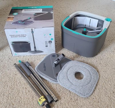 True & Tidy Trueclean Spin Mop & Bucket System With Silicone Sweeper ...