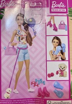 Barbie Wellness Workout Outfit Roller Skates And Tennis With Puppy : Target