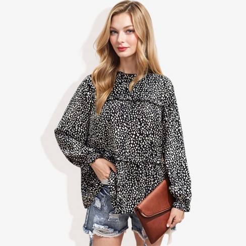 Anna-kaci Women's Round Neck Ruffle Tier Leopard Print Long Bishop ...