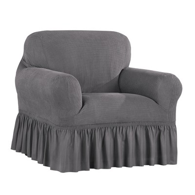 Collections Etc Stylish Fleece Ruffled Stretch Furniture Slipcover ...