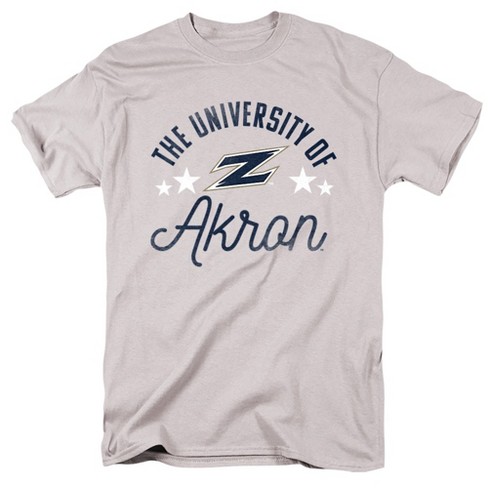 University Of Akron The Official Zips Adult T-shirt, Silver, Large : Target