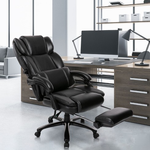 Colamy Big Tall Office Desk Chair With Footrest, Reclining Leather ...