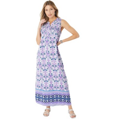 Roaman's Women's Plus Size Petite Ultrasmooth Fabric V-neck Swing Dress ...