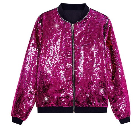 Lars Amadeus Men's Zip Up Party Disco Metallic Shiny Sequin Varsity ...
