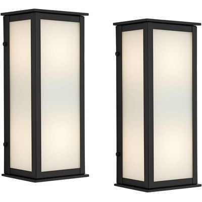 John Timberland Modern Outdoor Wall Light Fixtures Set Of 2 Deep Black ...