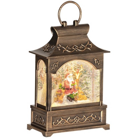 Homcom Christmas Snow Globe Lantern, Lighted Musical Snow Globe With ...