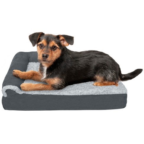 Furhaven Two-tone Faux Fur & Suede Deluxe Chaise Lounge Memory Foam ...
