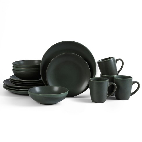 Stone Lain Grao 16-piece Stoneware Dinnerware Set, Service For 4, Green ...