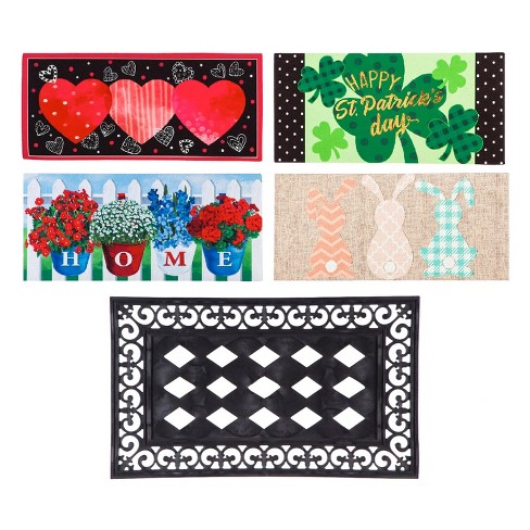 Evergreen Indoor Outdoor Doormat Bundle Set Of 5 - Frame And 4 Holiday ...