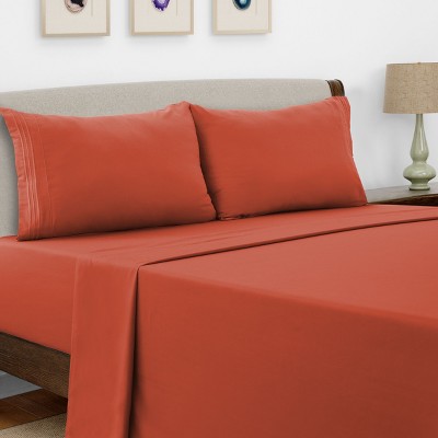 Queen Sheet Set Microfiber Solid Sheets 4 Piece Ultra Soft Bed Sheets ...