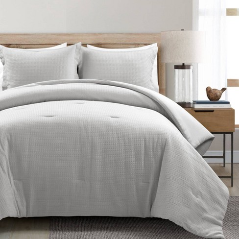 Lush Décor 3pc Haniya Solid Waffle Woven 100% Cotton Textured Comforter ...