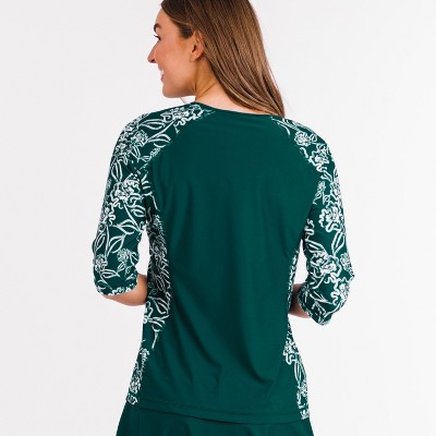 Calypsa Women's Loose Fit 3/4 Sleeve Rash Guard Upf 50+ Margaux Swim ...