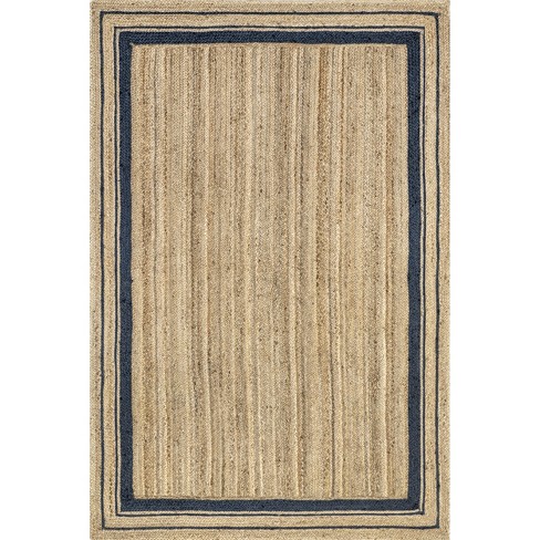 Nuloom Braided Rikki Border Jute Natural Fibers - Navy 8' 6" X 11' 6 ...