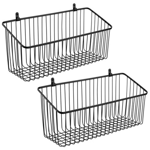 Mdesign Metal Wire Food Storage Organizer Bin - 2 Pack - Black : Target