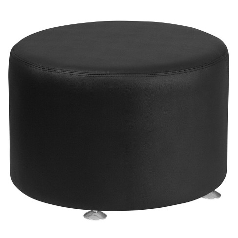 Emma And Oliver Black Leathersoft 24" Round Ottoman : Target