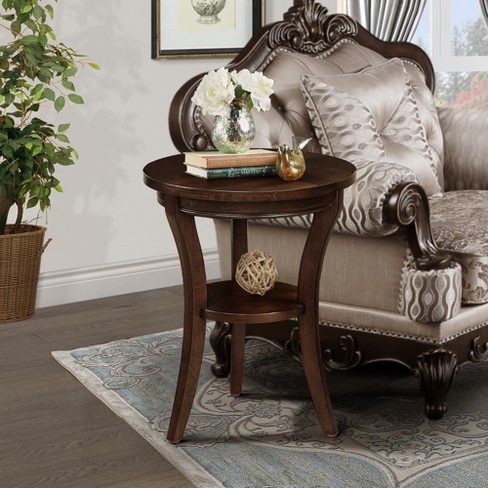16'' Wood Round End Table, Side Table W/open Shelf, Small Sofa Side ...