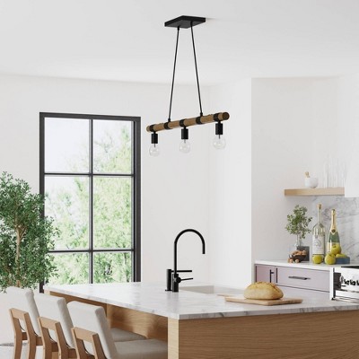 Henry Linear Farmhouse Chandelier Ceiling Light Oat/black - Nathan ...
