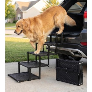 Dog Stairs for Car, Foldable 5-Step Pet Stairs with Wide Steps ...