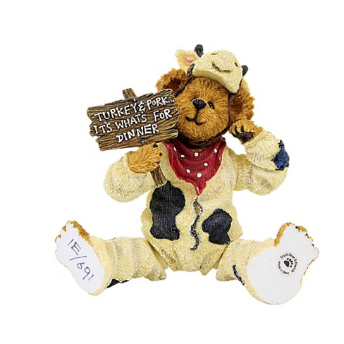 Boyds Bears Resin 3.25 In Angus Bearger...quit Yer Beefin Shoe Box Bear ...