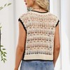 YESFASHION Women's Hollow Knit Vest Contrast Trim Sleeveless Cover Up ...
