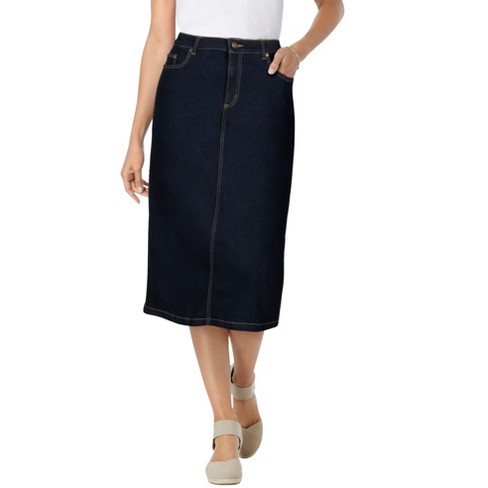 Woman Within Women's Plus Size Stretch Jean Skirt - 22 W, Indigo : Target