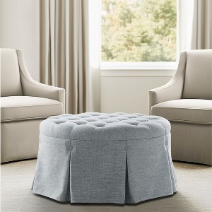 GDFStudio Elowen Tufted Round Cocktail Ottoman with Pleated Skirt : Target