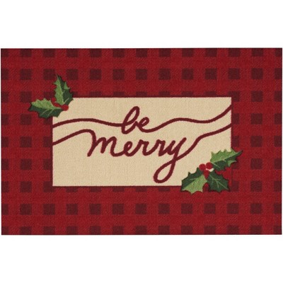 Nourison Holiday Be Merry Checkered 2' X 3' Red Indoor Christmas Mat ...