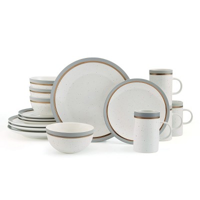 Pfaltzgraff Ezra Speckled 16 Piece Dinnerware Set, Service For 4, Grey ...