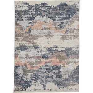 Blue and Ivory Abstract Non Skid Area Rug : Target
