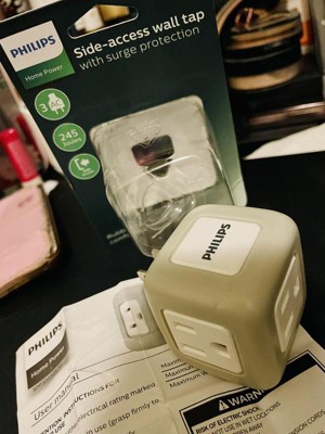 Philips 3-outlet Grounded Cube Tap With Surge Protection - Gray : Target