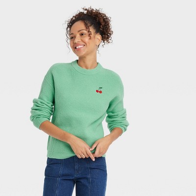 Women's Holiday Crewneck Pullover Sweater - A New Day™ Cream/red ...