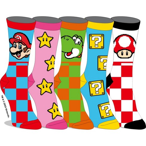 Super Mario Bros. Adult Crew Socks 5-pack : Target