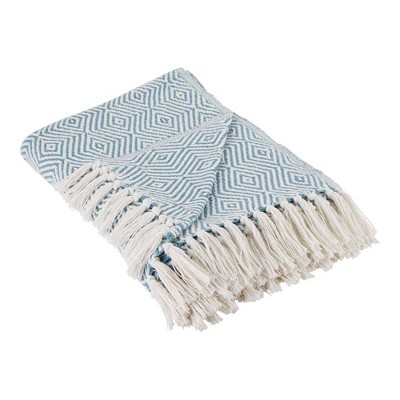 50"x60" Diamond Geometric Throw Blanket Stonewash Blue - Design Imports ...