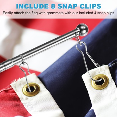 Unique Bargains Telescopic Handheld Flagpoles 5.2ft/1.6m Stainless ...