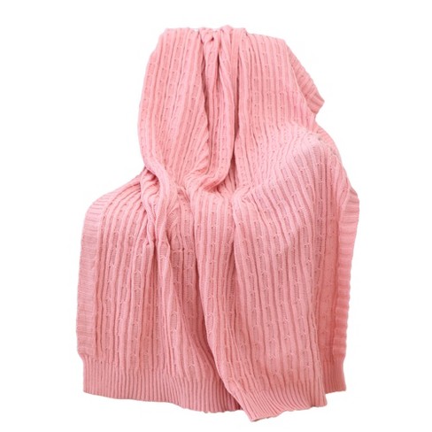 Knit Design Soft Lightweight Throw Blanket Pink Color 50” X 60” : Target