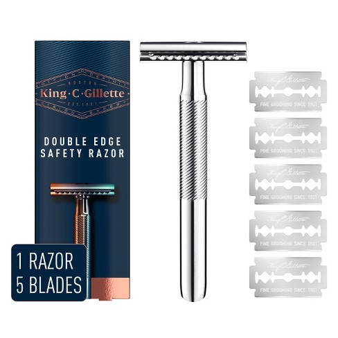King C. Gillette Men's Double Edge Safety Razor + 5 Refill Blades - 6ct ...