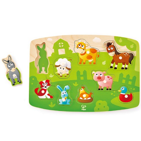 Hape: Peg Puzzle: Farmyard - 10pc Wooden Puzzle, Ages 2+ : Target
