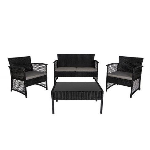 Westintrends 4-piece Outdoor Patio Conversation Set, Black/gray : Target