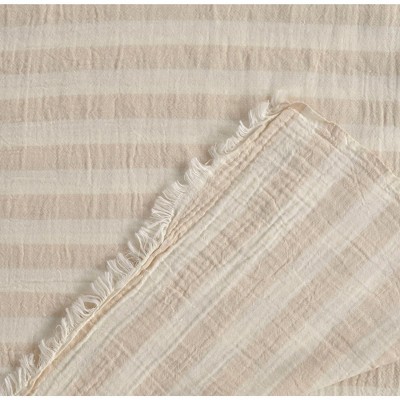 Kafthan Textile Muslin White With Beige Stripes Striped Cotton Full ...
