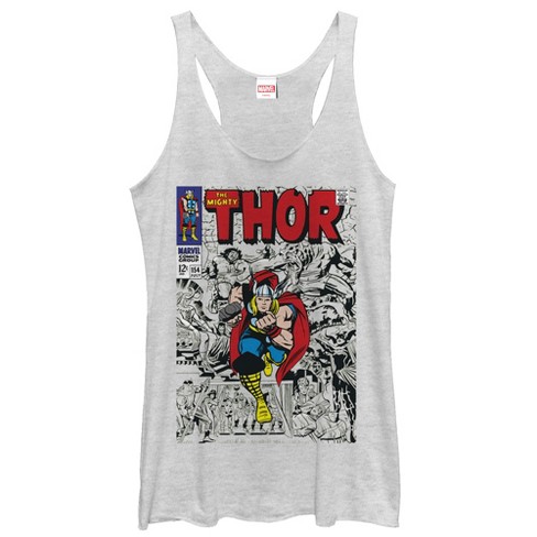 Women's Marvel Mighty Thor Comic Book Cover Print Racerback Tank Top ...