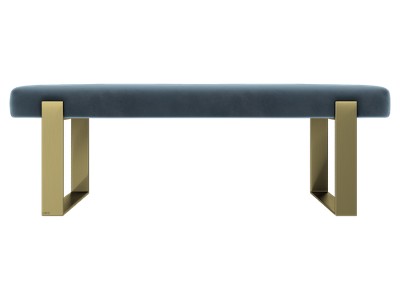 Vant Upholstered Bed Bench - Weave Blue Denim - Burnished Brass : Target