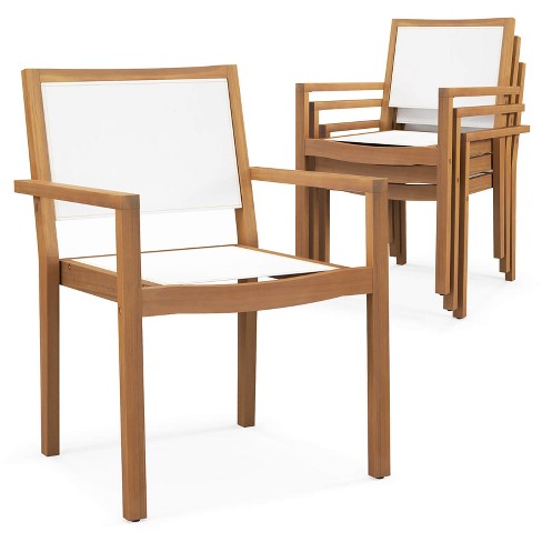 Costway Stackable Dining Chair Set Of 4 With Wear-resistant Fabric ...