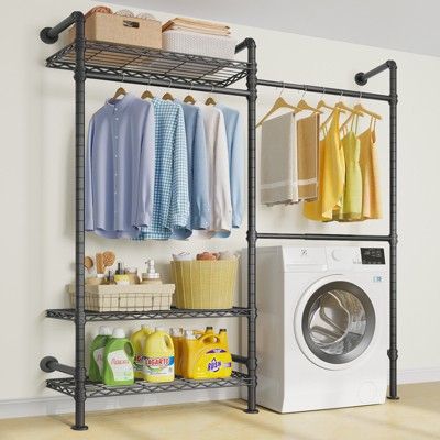 Timate L3 L Shape Garment Rack Heavy Duty Industrial Pipe Wall Mounted ...