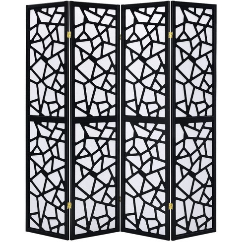 Legacy Decor 4 Panel Room Divider With Mosaic Cuts Black Color : Target