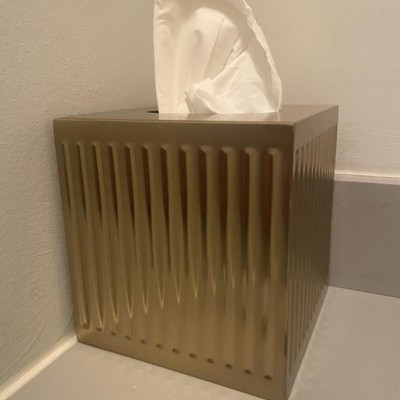 Fluted Brass Bathroom Tissue Box Cover Antique Finish - Hearth & Hand ...
