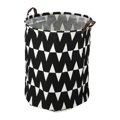 Unique Bargains 3661 Cubic-in Foldable Cylindrical Laundry Basket Black ...